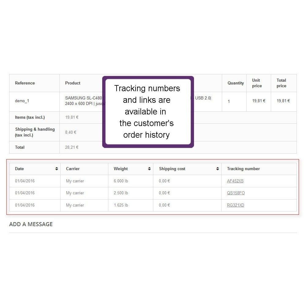 Combine several command tracking numbers